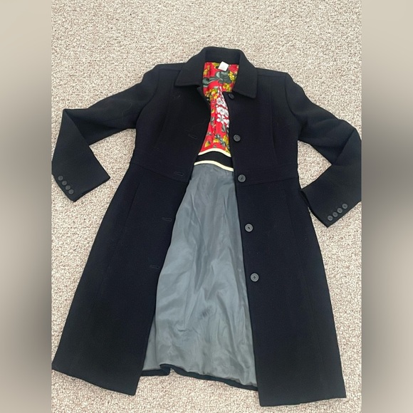 J. Crew | Jackets & Coats | J Crew Black Trench Coat With Colorful ...
